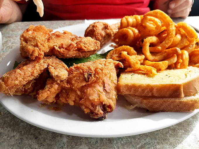 Fried chicken with the kind of golden, crunchy coating that makes a satisfying sound when you bite into it—nature's perfect ASMR.