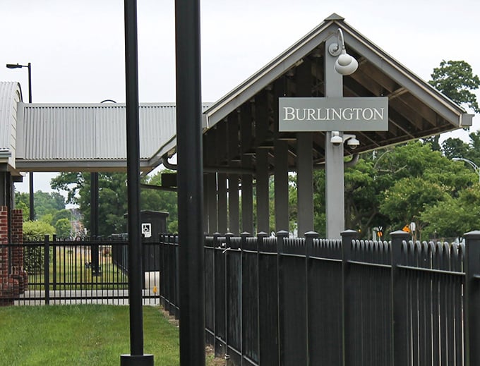 The Burlington station platform stands ready for visitors, a gateway to a town that balances yesterday's charm with today's amenities.