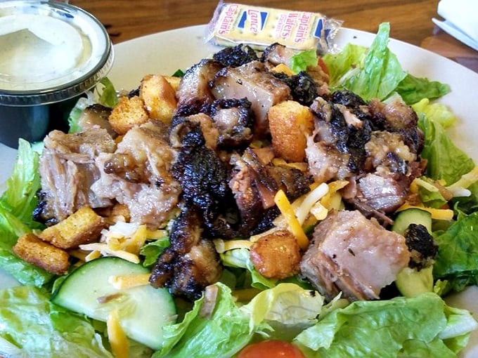 A salad that doesn't feel like punishment. Smoky burnt ends transform ordinary greens into something your doctor and taste buds can finally agree on.