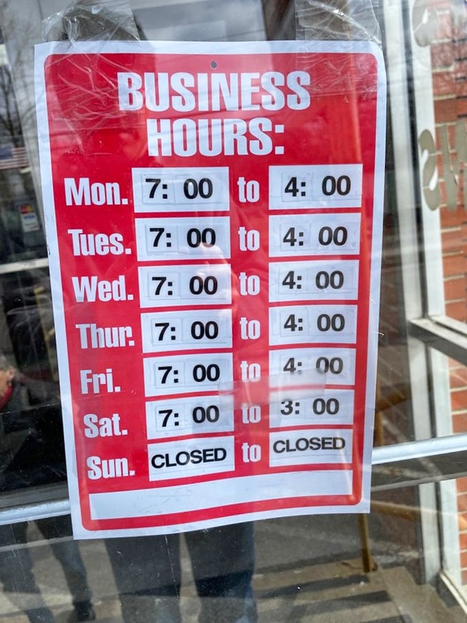 Early to rise, early to bake. These hours tell you everything—real bakeries operate when most of us are still dreaming about carbs.