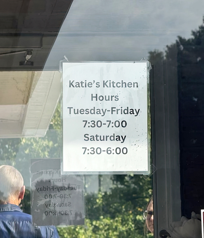 Business hours posted clearly—because knowing when you can get your next meatloaf fix is essential information for planning your week.