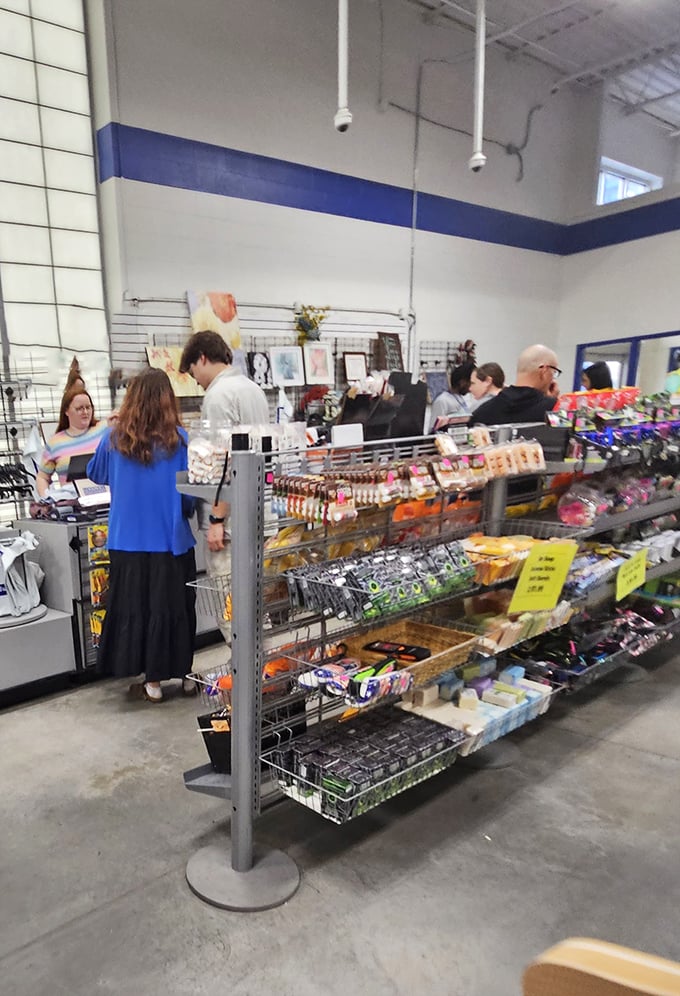 The checkout line—where candy temptations meet last-minute finds and friendly cashiers who've seen it all come through their lanekout stations.