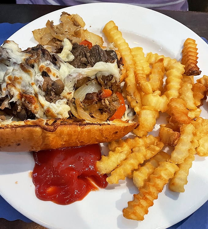 This cheesesteak and fries combo delivers comfort food satisfaction that hits all the right notes.