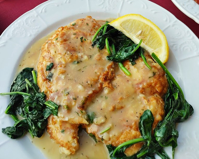 
Chicken Francese with spinach and lemon – bright, buttery, and beautiful enough to make you temporarily forget about every other dish on the menu.