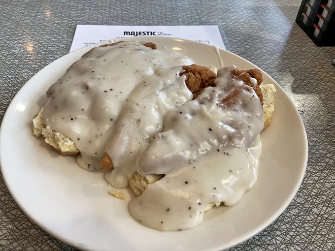 Biscuits swimming in pepper gravy—the Southern equivalent of a warm hug from your grandmother after you've had a rough day.