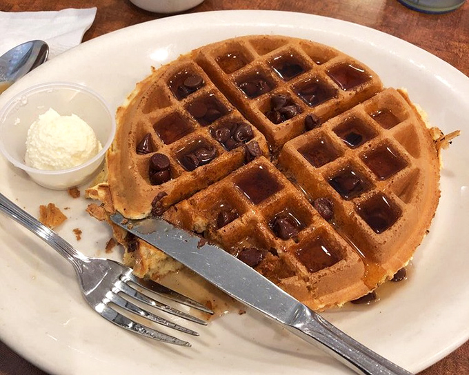 Waffles with the perfect grid pattern—nature's way of ensuring your syrup has somewhere to pool while you contemplate a second order.