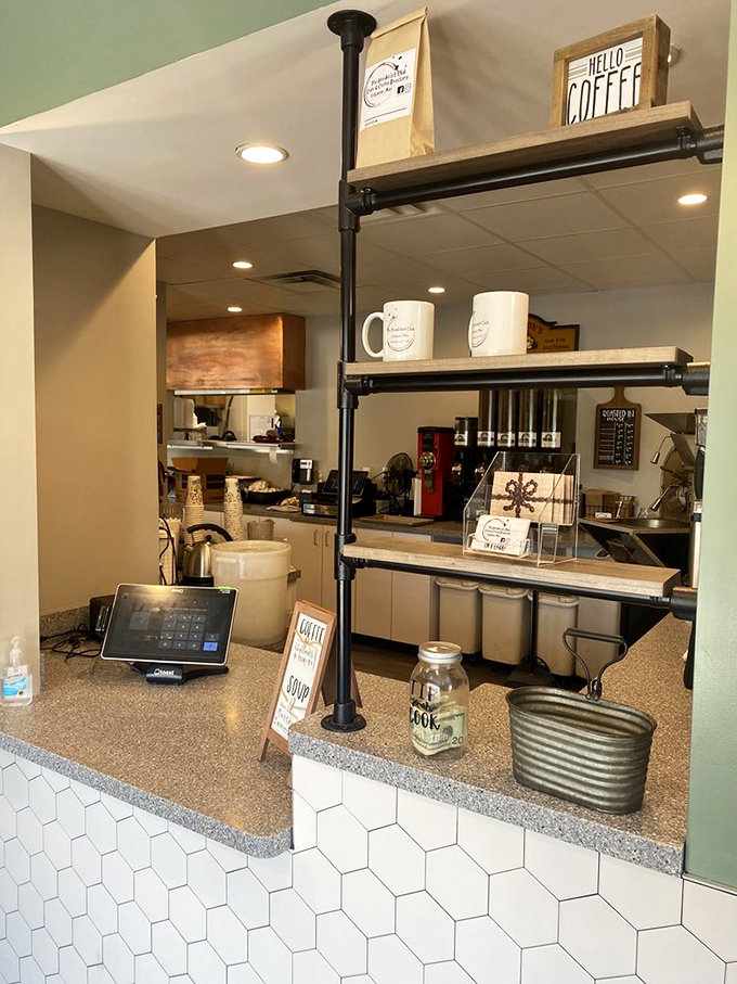 Coffee station standing ready for morning emergencies – because adulting requires caffeine and The Breakfast Club understands this fundamental truth.