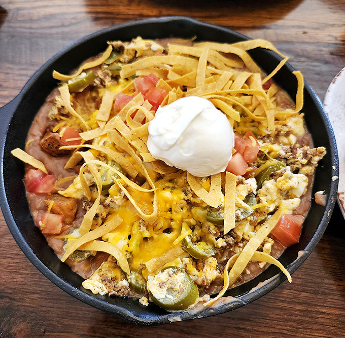 This skillet doesn't sizzle so much as it sings—a harmony of textures and flavors topped with a perfect sunny-side egg.