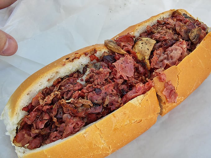 The corned beef sandwich – a mountain of thinly sliced, perfectly seasoned meat that makes you wonder why you'd eat anything else.