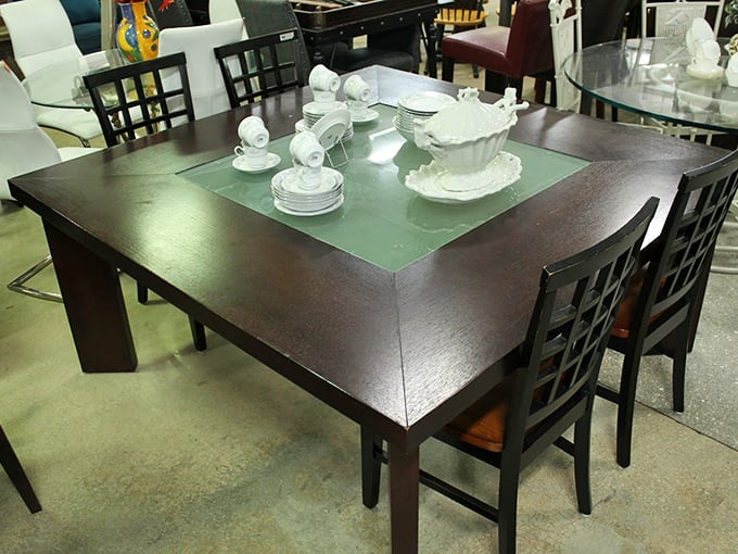 Dinner party dreams start here. This elegant table has hosted countless meals and is ready for a few thousand more.