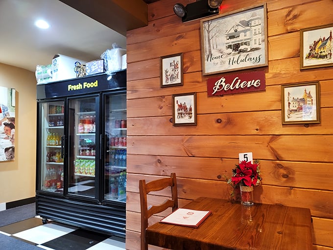 The warm wood paneling and homey décor say "relax and stay awhile." This isn't fast food—it's slow food worth savoring in good company.