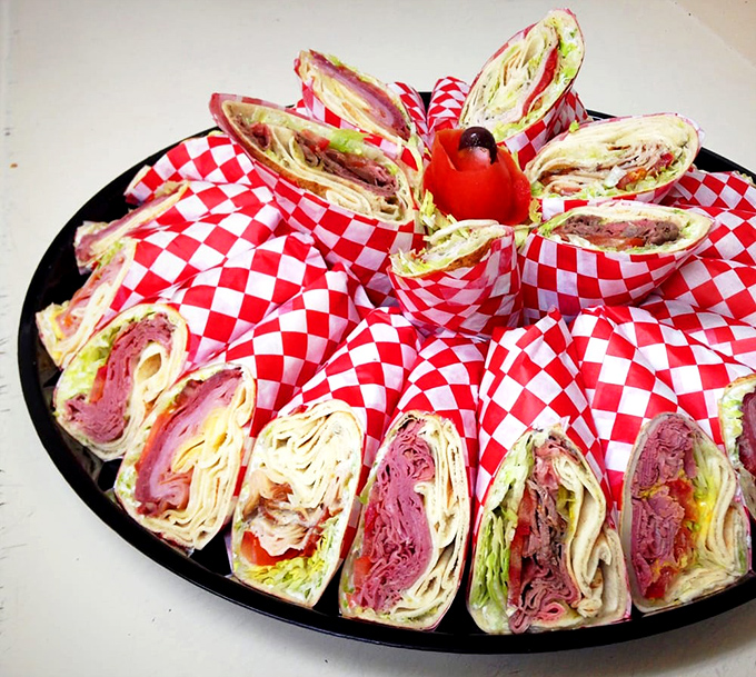 A beautiful wrap platter that proves presentation matters, even when the food speaks volumes on its own.