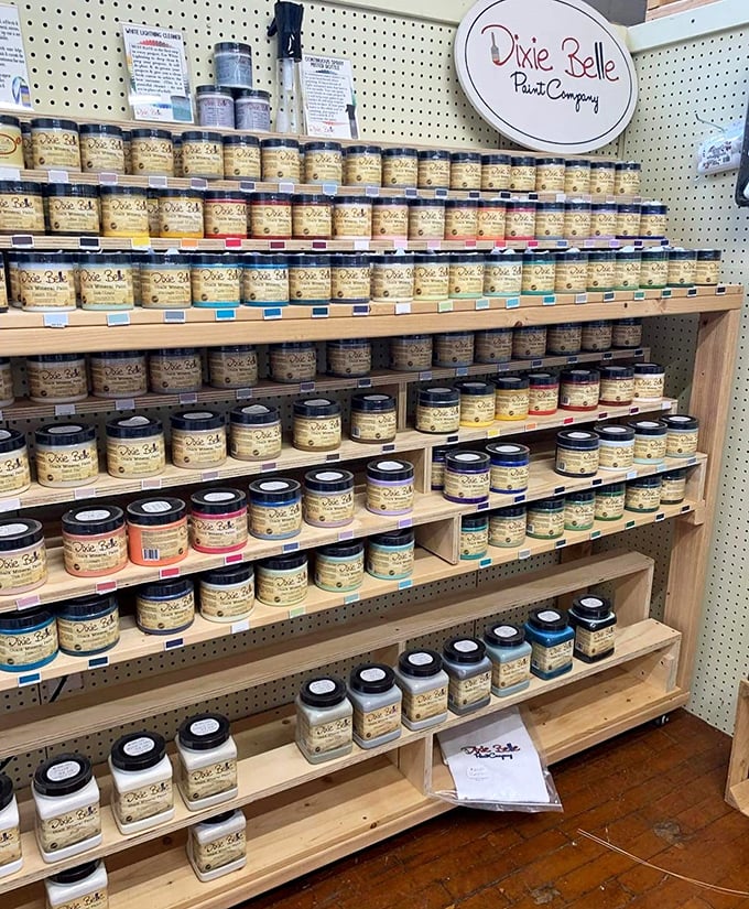 Dixie Belle Paint's rainbow of possibilities. These colorful containers hold the power to transform yesterday's castoffs into tomorrow's treasures.