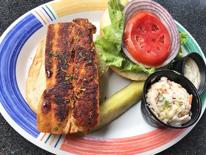 This blackened fish sandwich isn't just lunch, it's a masterpiece of seasoning and texture that demands to be photographed before devoured.