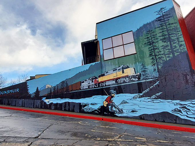 This vibrant mural celebrates Dunsmuir's railroad heritage and natural beauty. Public art that tells the town's story better than any history book.