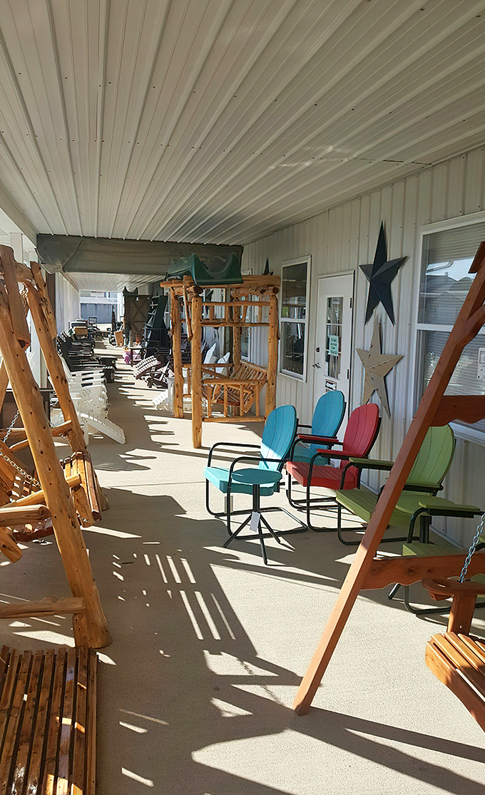 Porch swings and colorful chairs invite you to sit a spell, as Ohioans have been doing for generations when the baked goods need time to settle.