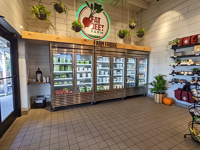 The "Farm Fridge" isn't just clever branding—it's a portal to take Fat Beet's goodness home when you can't bear to say goodbye.