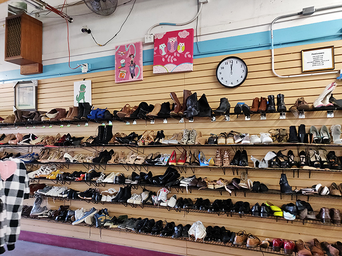 The shoe wall rivals Imelda Marcos's closet, with enough options to change your footwear every day for a month without repeating.