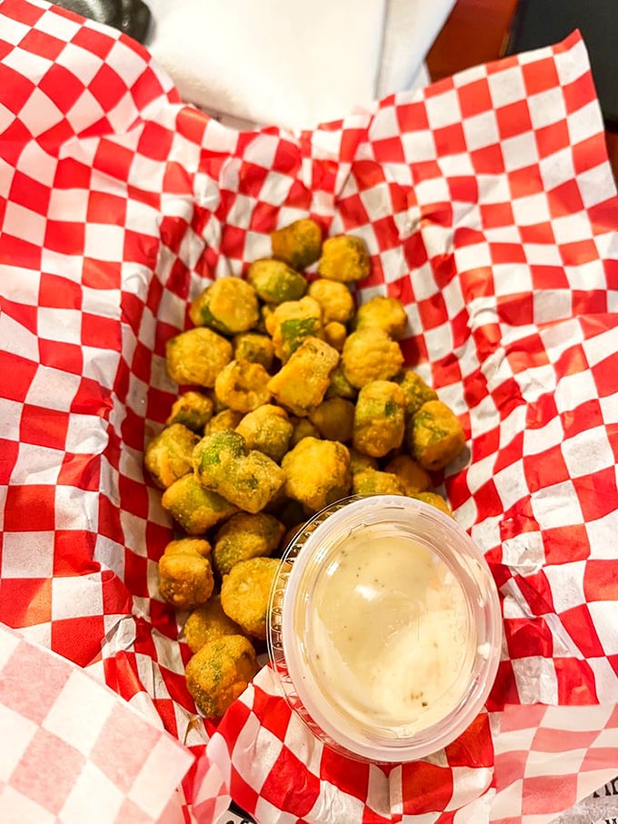 Fried okra that would make your Southern grandmother weep tears of joy and maybe a little envy.
