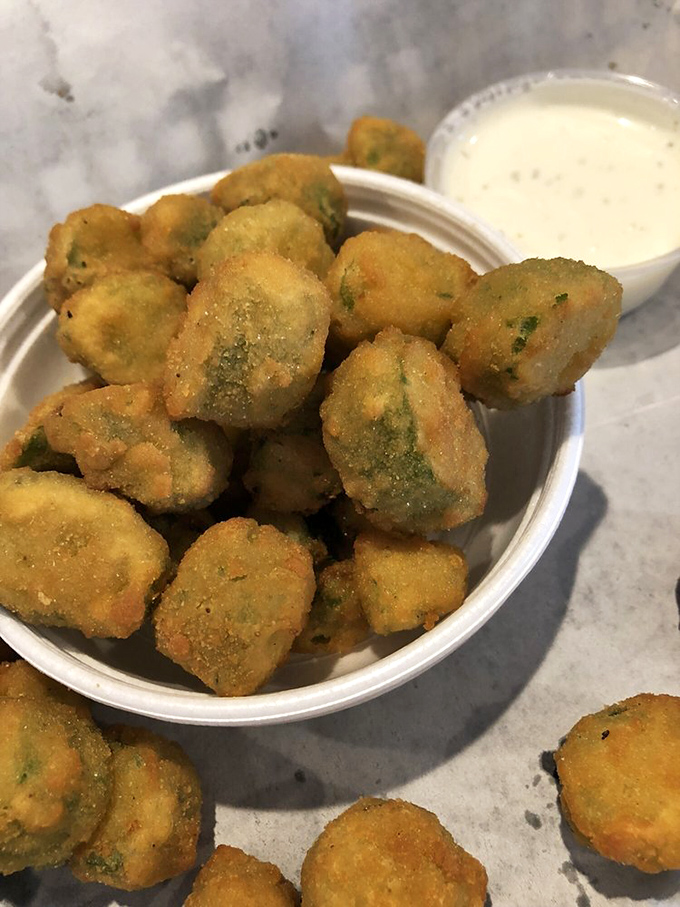 Fried okra that converts skeptics into believers—crispy, golden nuggets that even vegetable-avoiders will fight over.