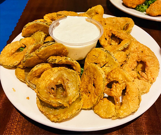 Fried pickles—where the humble cucumber achieves its final, glorious form after a baptism in hot oil and seasoned breading.