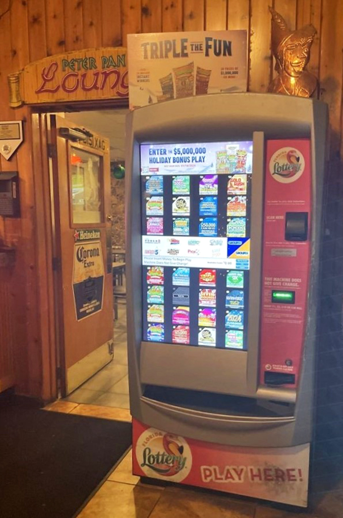 The Peter Pan Lounge and lottery machine—because sometimes adults need a little Neverland escape too. Second star to the right, straight on 'til morning.
