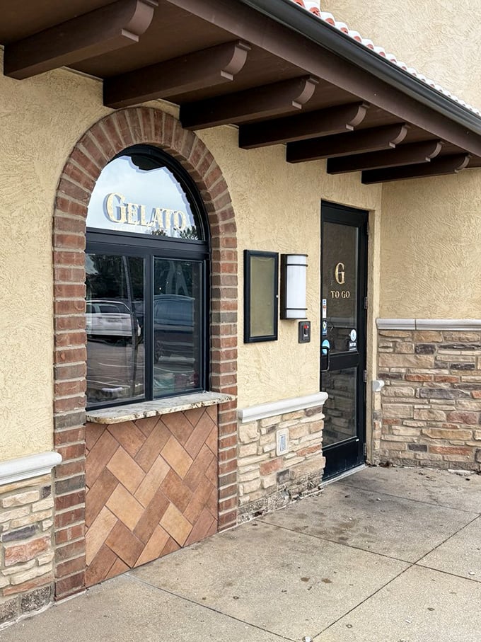 The gelato window beckons with sweet promises—a clever architectural feature that lets you grab dessert to-go when you're too full for another bite.