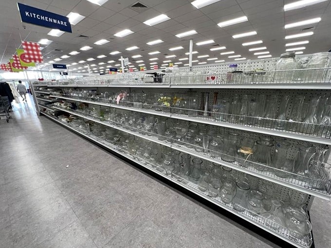 Glassware for days! From everyday tumblers to "fancy company is coming" crystal, these shelves hold liquid-containing possibilities for every occasion.
