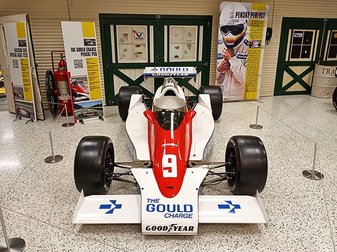 The Gould Charge #9 exemplifies the clean, purposeful design philosophy that made Team Penske the Yankees of motorsport—both admired and feared.