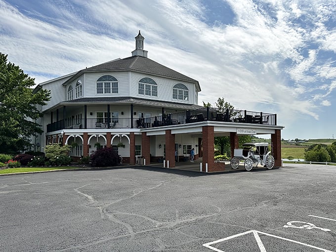 The Inn at Amish Door combines elegant architecture with countryside hospitality. Like a wedding cake that somehow offers comfortable lodging and spectacular views.