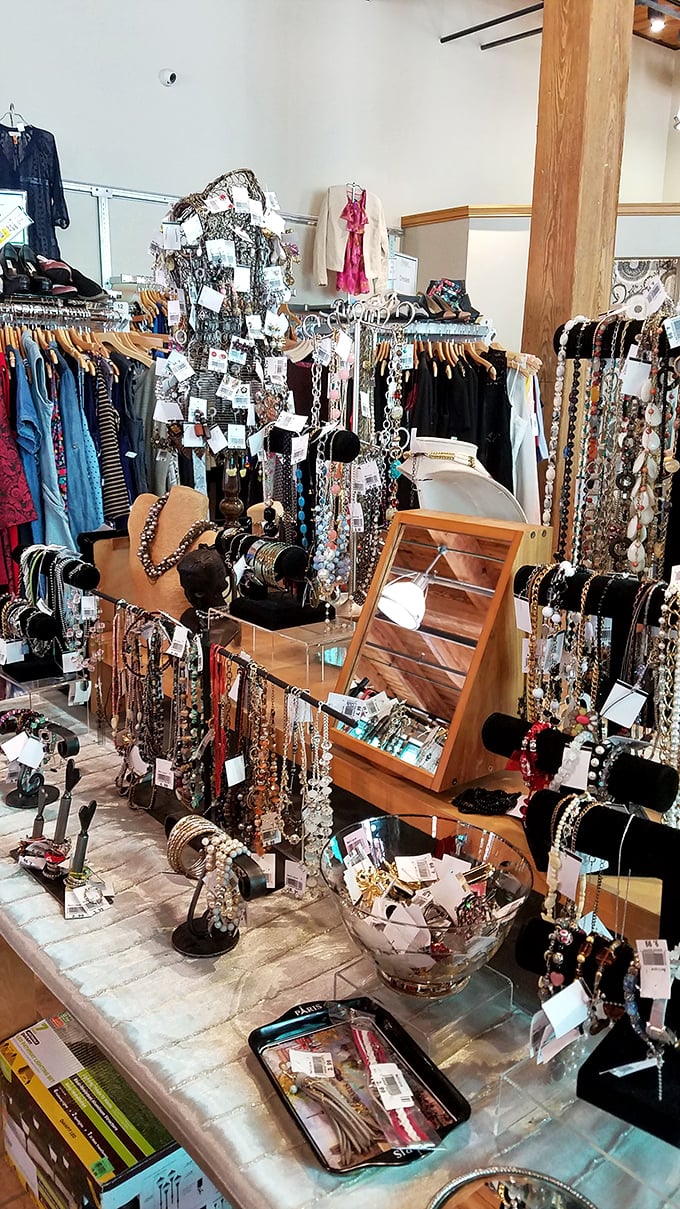 The jewelry display transforms accessory shopping from an expensive afterthought to an affordable art form – magpies and fashionistas equally delighted.