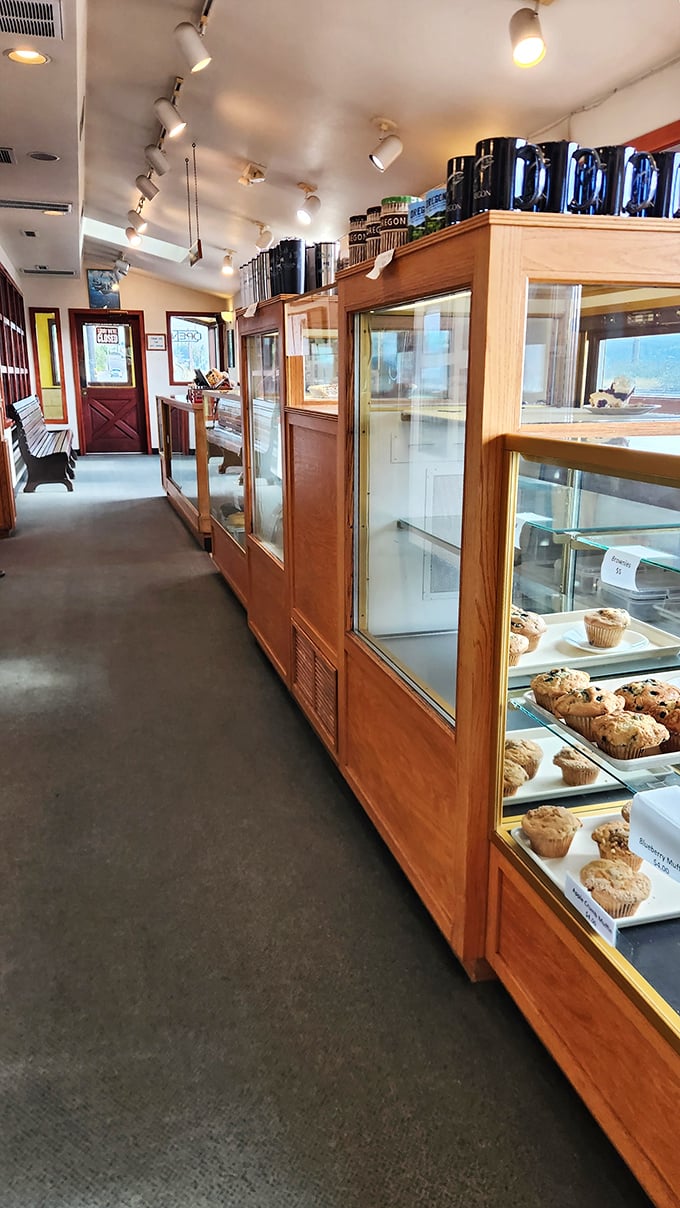 Oregon pride on display with local caps and memorabilia. A reminder that the best souvenirs are memories—and maybe a pie to go.