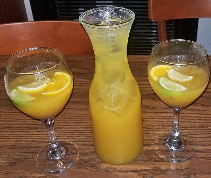 Sunshine in a carafe – these mango sangrias promise to wash down all that seafood with tropical Florida flair.