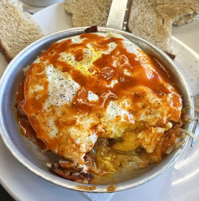 A skillet that's not messing around—eggs, potatoes, and enough savory goodness to fuel you through whatever the day throws your way.