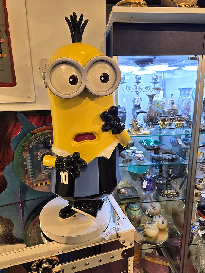 Even pop culture finds its place among the antiques—this Minion figure proving that collecting isn't always serious business.