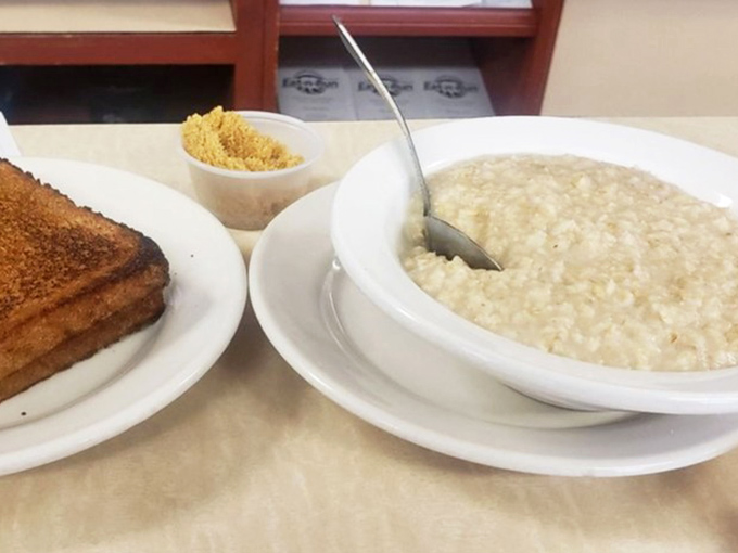 Oatmeal and toast—proof that sometimes the simplest breakfast combinations deliver the most profound morning satisfaction.