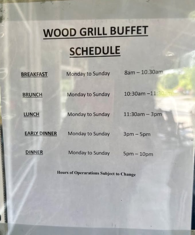 Operating hours generous enough to accommodate both early birds and night owls—democracy in dining at its finest.