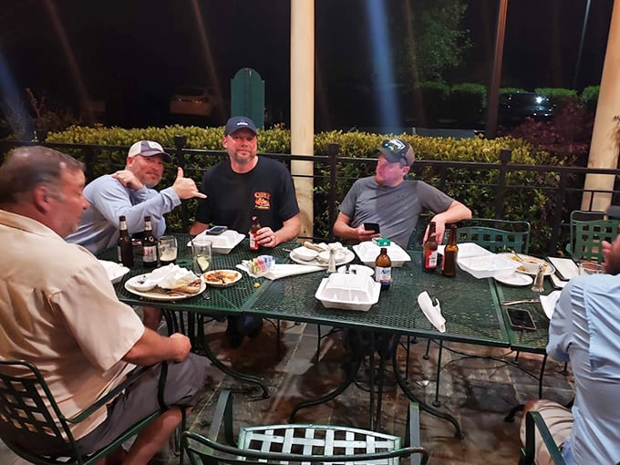 Outdoor dining that captures the essence of North Carolina evenings—casual, comfortable, and conducive to stretching a good meal into great memories.