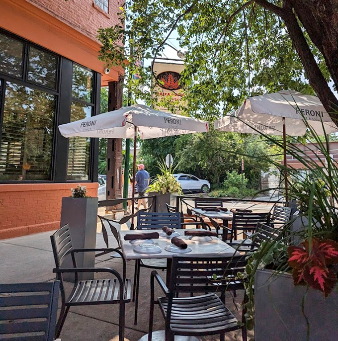 Al fresco dining under Peroni umbrellas—where Chicago summer meets Italian sensibility. La dolce vita on Sunnyside Avenue.
