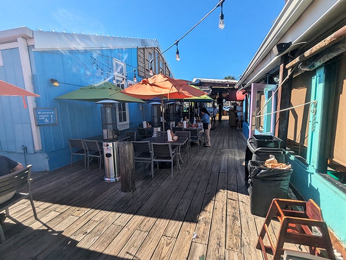 The outdoor deck where umbrellas provide shade and sea breezes provide the soundtrack. Florida dining as it should be. 