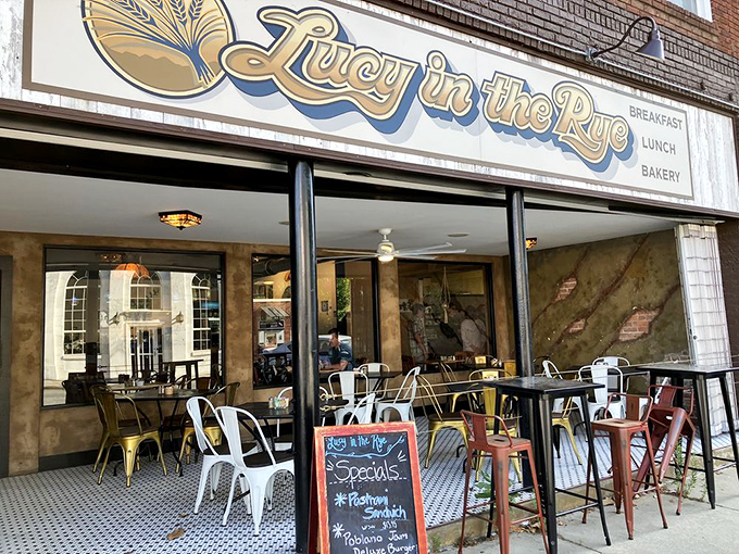 The sidewalk seating area, where fresh mountain air becomes the secret ingredient in every bite, and people-watching is an unofficial side dish.