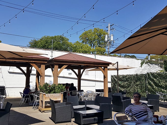When Illinois weather cooperates, the outdoor patio becomes prime real estate – string lights included at no extra charge.