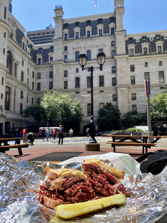 Taking deli to go creates impromptu picnics in Philadelphia's historic settings. This sandwich has better views than most apartments.
