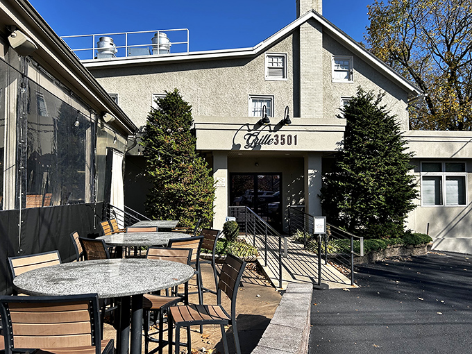 The outdoor seating area offers a breath of fresh air with your meal—because sometimes the best seasoning is a gentle Pennsylvania breeze.