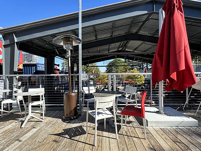 The outdoor deck—where fresh air enhances flavor and conversations flow as freely as the sweet tea. Social distancing never looked so inviting. 