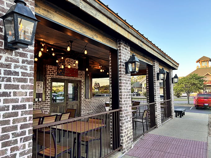 The outdoor seating area offers fresh air with your fresh cuts—perfect for those evenings when the Tennessee sky puts on a show alongside your dinner.
