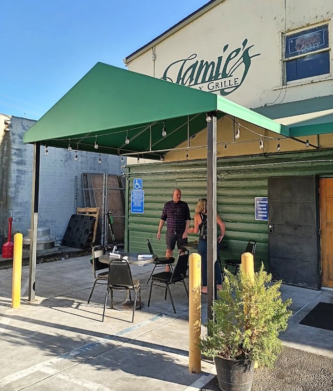 Al fresco dining, Jamie's style—no white tablecloths, no pretension, just honest food enjoyed under Sacramento's famously blue skies. 