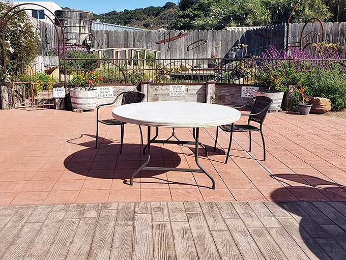 The outdoor patio offers a moment of Central Coast tranquility before or after your encounter with oak-fired perfection.
