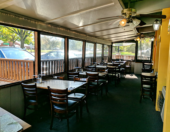 The enclosed patio offers fresh air with your fresh pizza – because sometimes you need vitamin D with your vitamin Delicious.