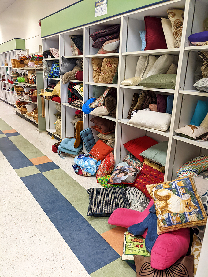 Pillow paradise! A textile rainbow of comfort where someone's decorating pivot becomes your couch's new best friend. 